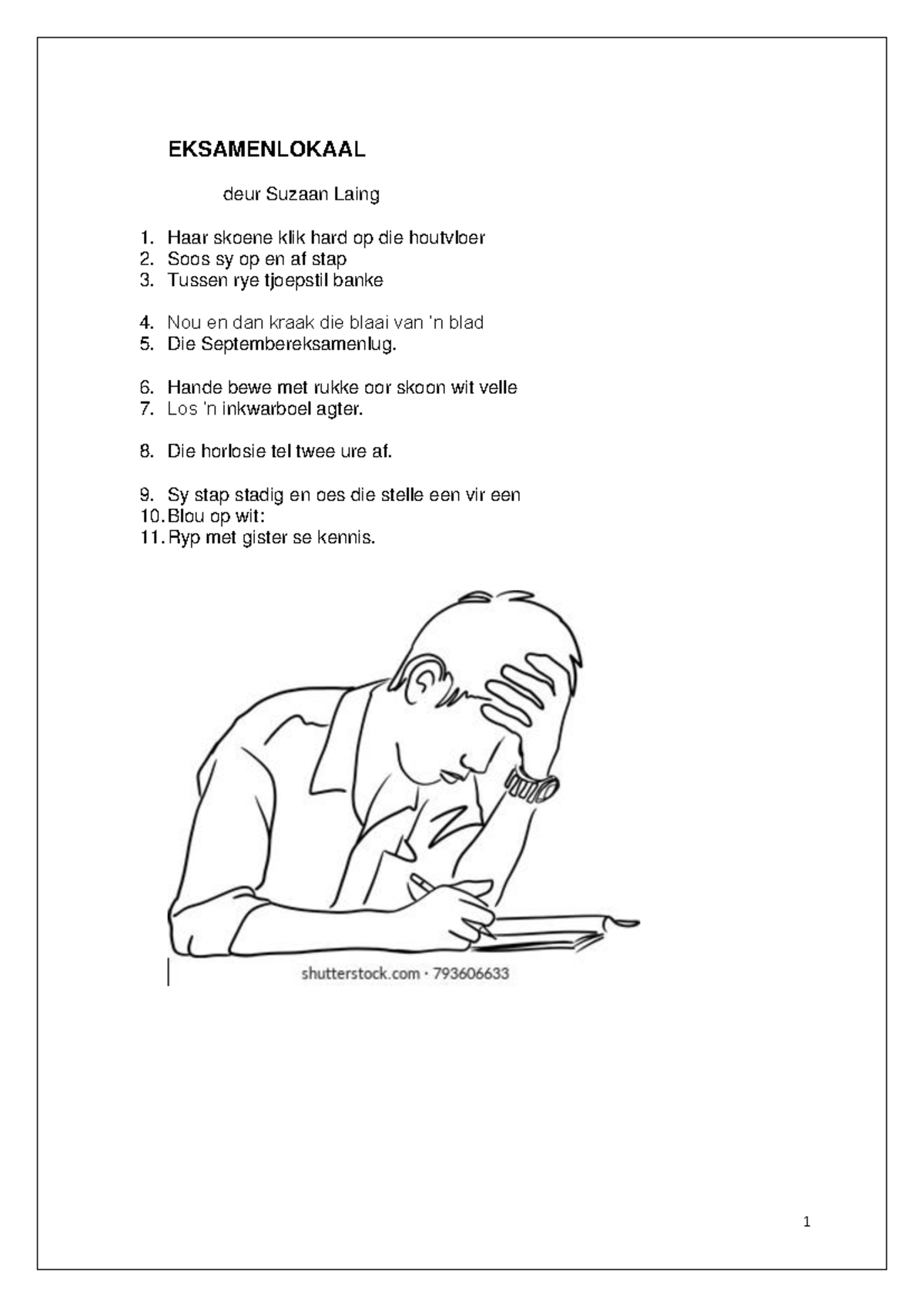 FET - Eksamenlokaal - Analise van Gedig: Die Spanning van 'n Toets ...