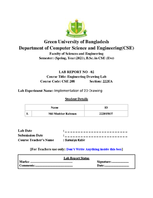 Database lab 2 - Green University of Bangladesh Department of Computer ...