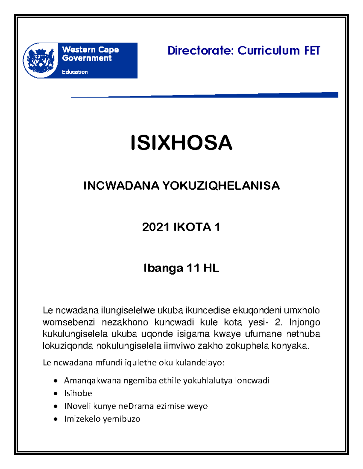 IsiXhosa HL Grade 11 Imibongo Resource Book for Final Exam Preparation ...