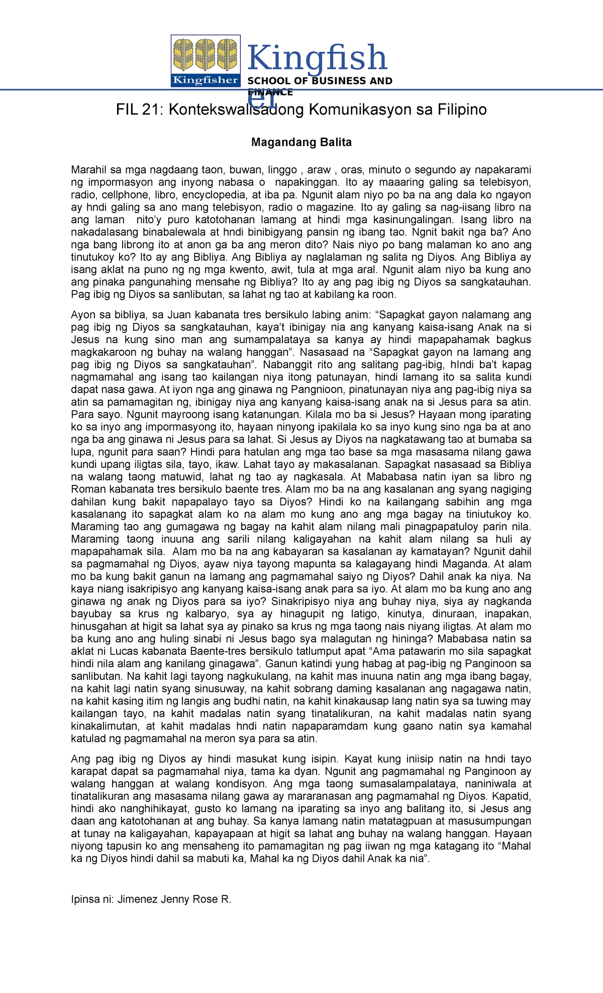 Filipino Argument - FIL 21: Kontekswalisadong Komunikasyon sa Filipino ...