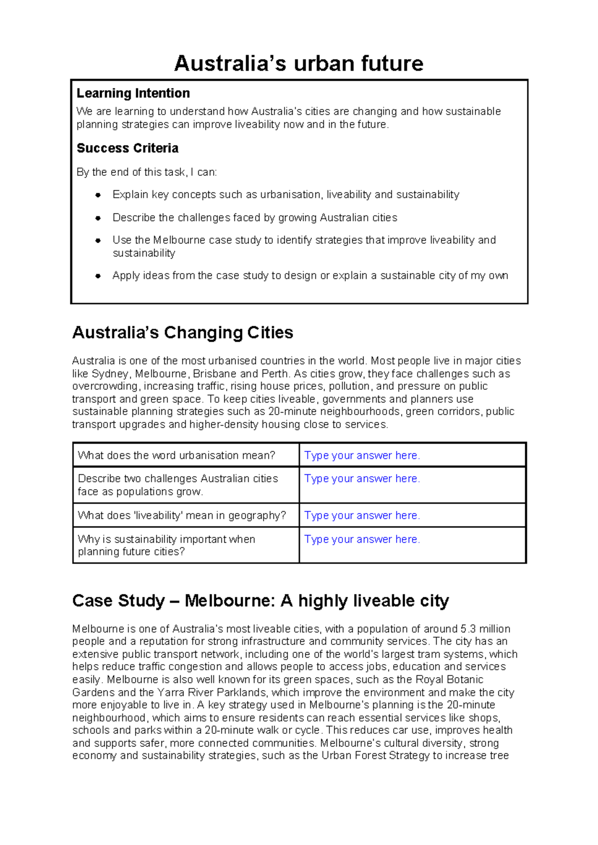 Australia's Urban Future: Sustainable Planning Strategies for ...