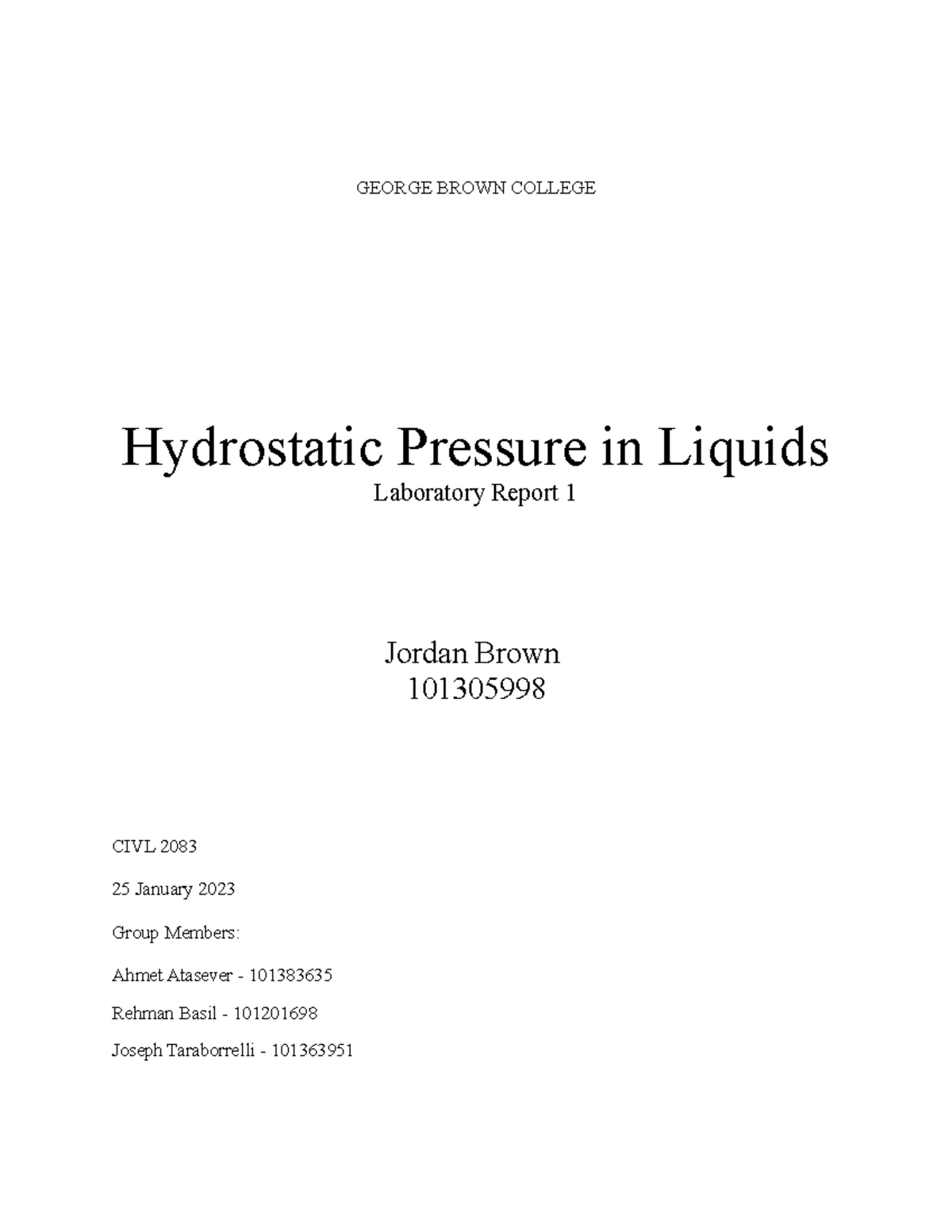 CIVL 2083 Hydrostatic Lab Report: Hydrometer Test Analysis - Studocu