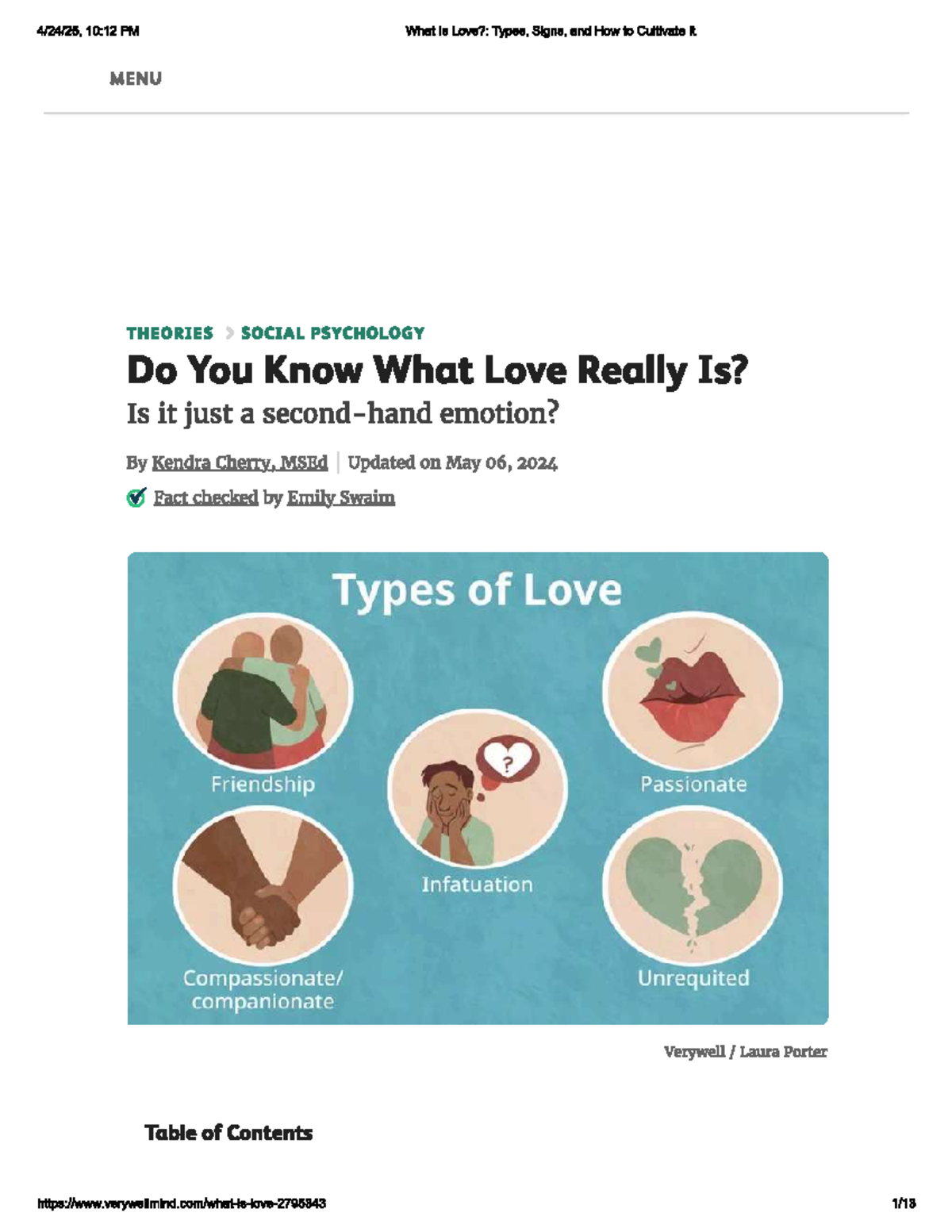 PSY 101: What Is Love? Types, Signs, and Cultivation Techniques - Studocu