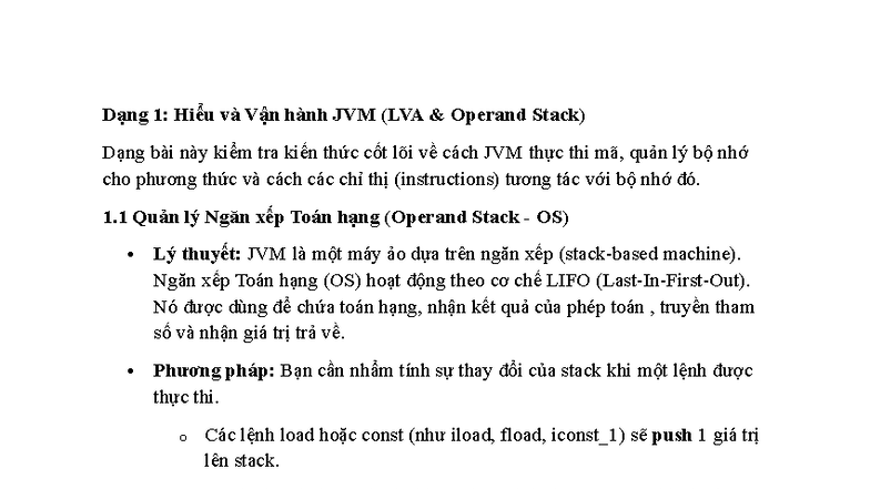 JVM Code Generation Techniques and Operand Stack Management - Studocu
