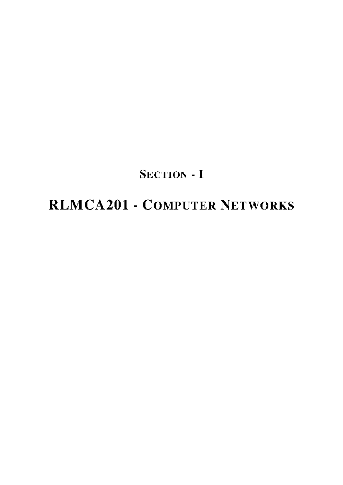 Computer Networks (Module 5) - SECTION - I RLMCA201 - COMPUTER NETWORKS ...
