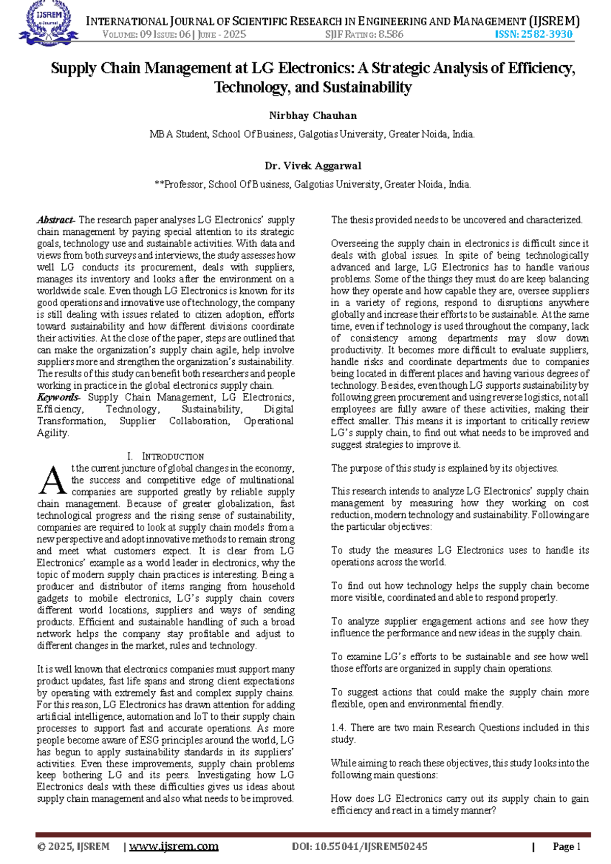 Supply Chain Management at LG Electronics: Strategic Analysis (IJSREM ...
