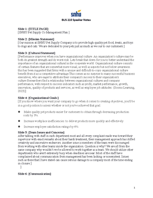 BUS 210 Speaker Notes Project 1 - BUS 210 Speaker Notes Slide 1: The ...