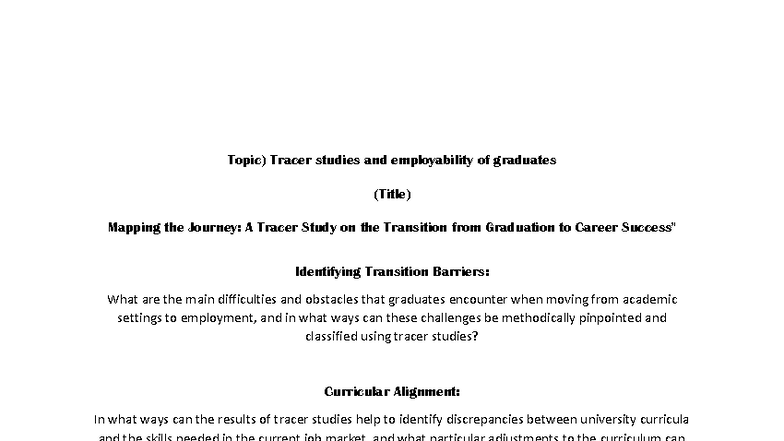 Tracer Study on Graduate Employability: Challenges and Solutions - Studocu