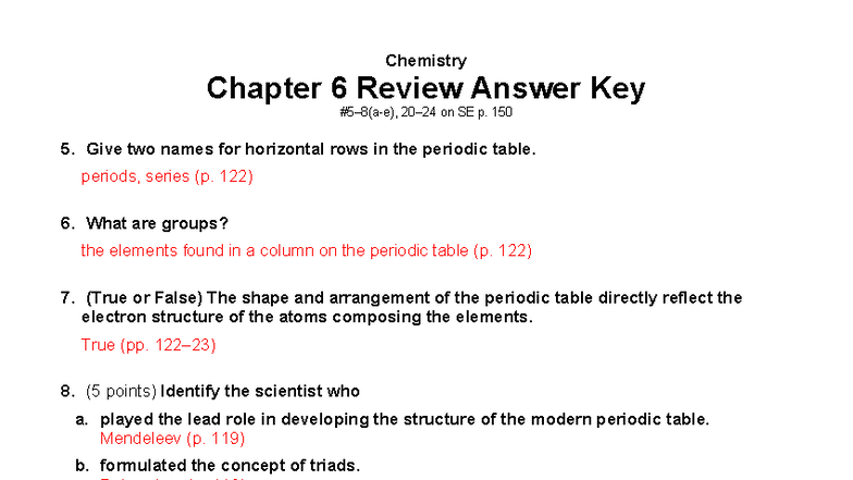 Chemistry 11SC Chapter 6 Review Answer Key (Day 037) - Studocu