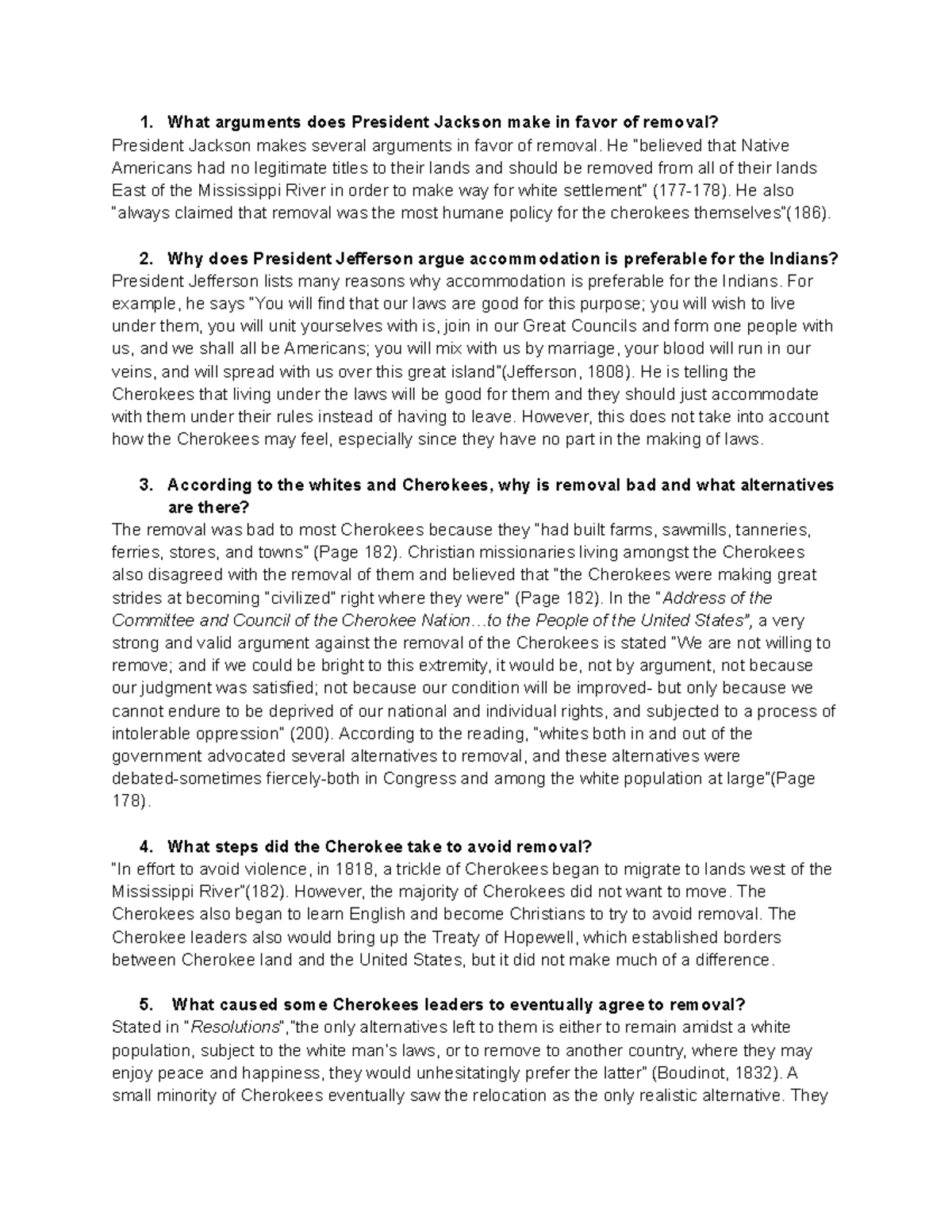 US History Reading 5: President Jackson's Arguments for Removal - Studocu