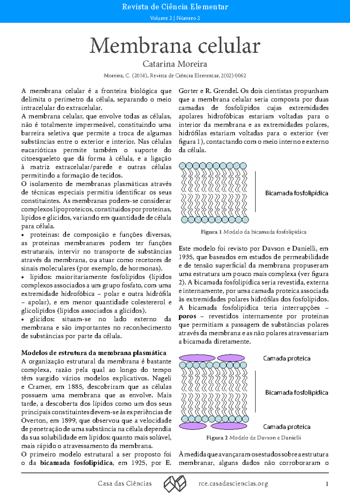 Revista De Ciência Elementar Membrana Celular Vol 2 N 2 Studocu