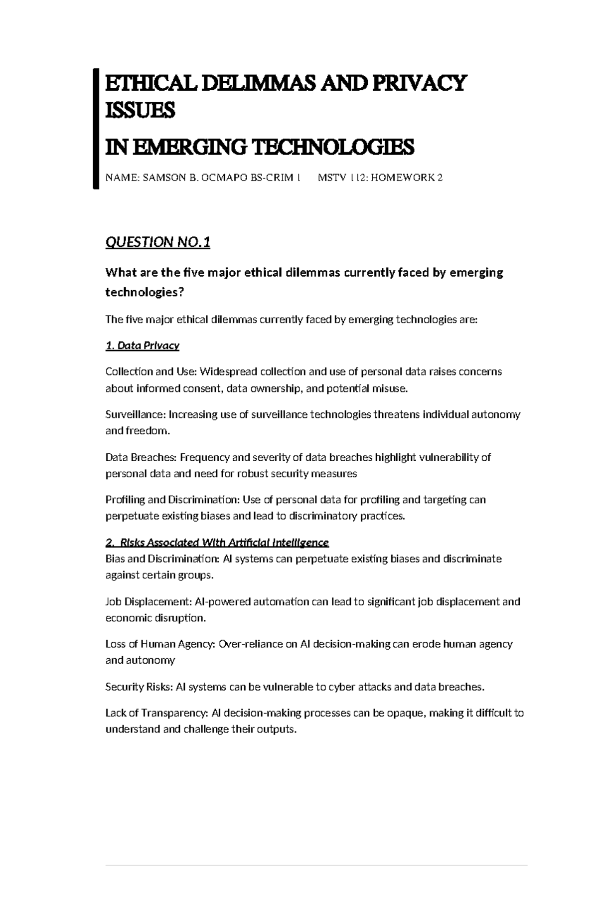 Ethical Dilemmas - explanations - ETHICAL DELIMMAS AND PRIVACY ISSUES ...