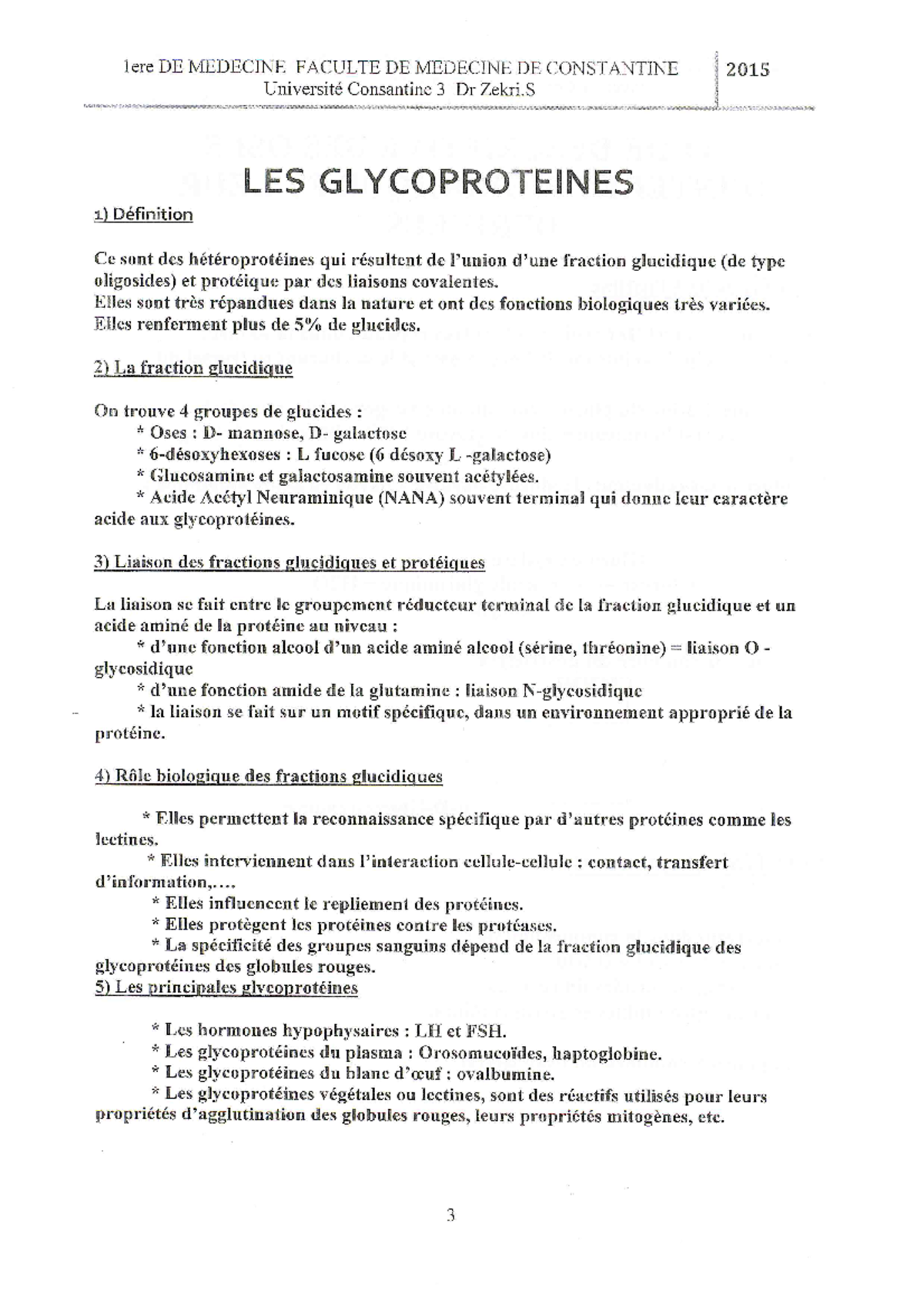 Bioch 1an-glycoproteines zekri - Biologie - Studocu