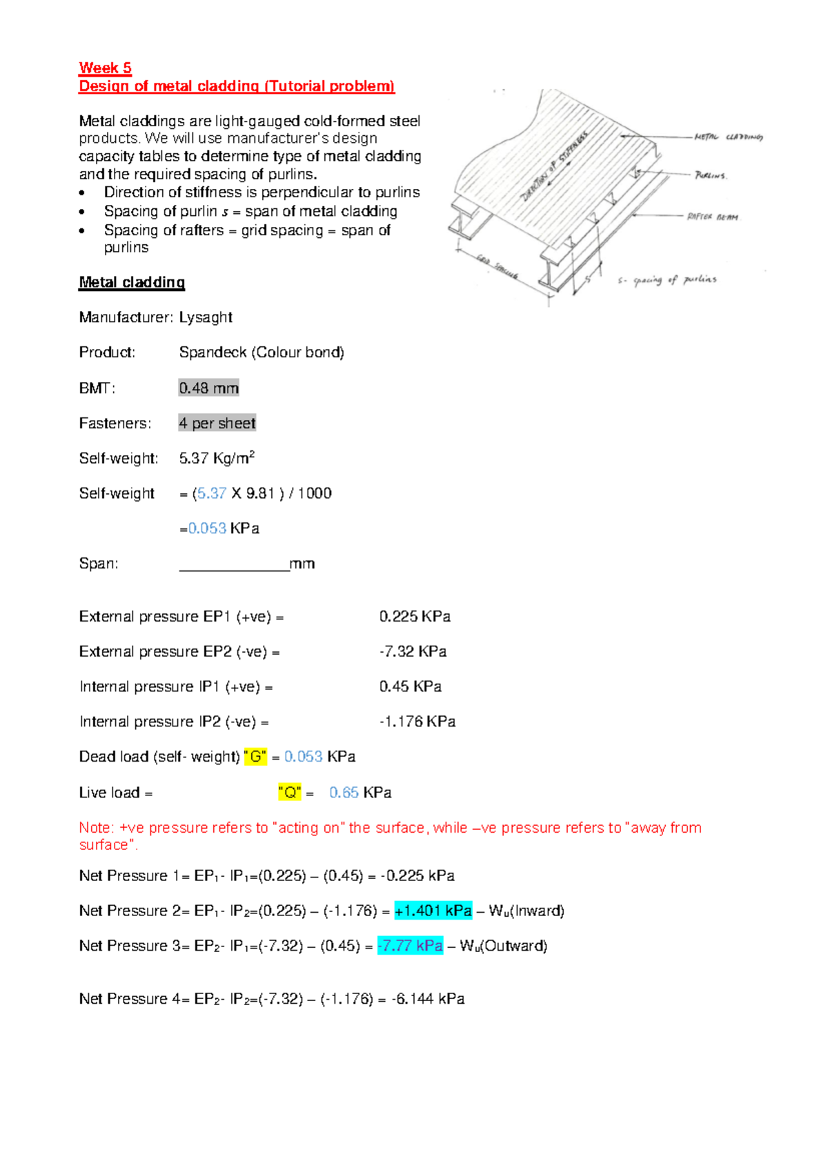 Purlin Design Lecture Problem 1 Solution (Week 5) - Studocu
