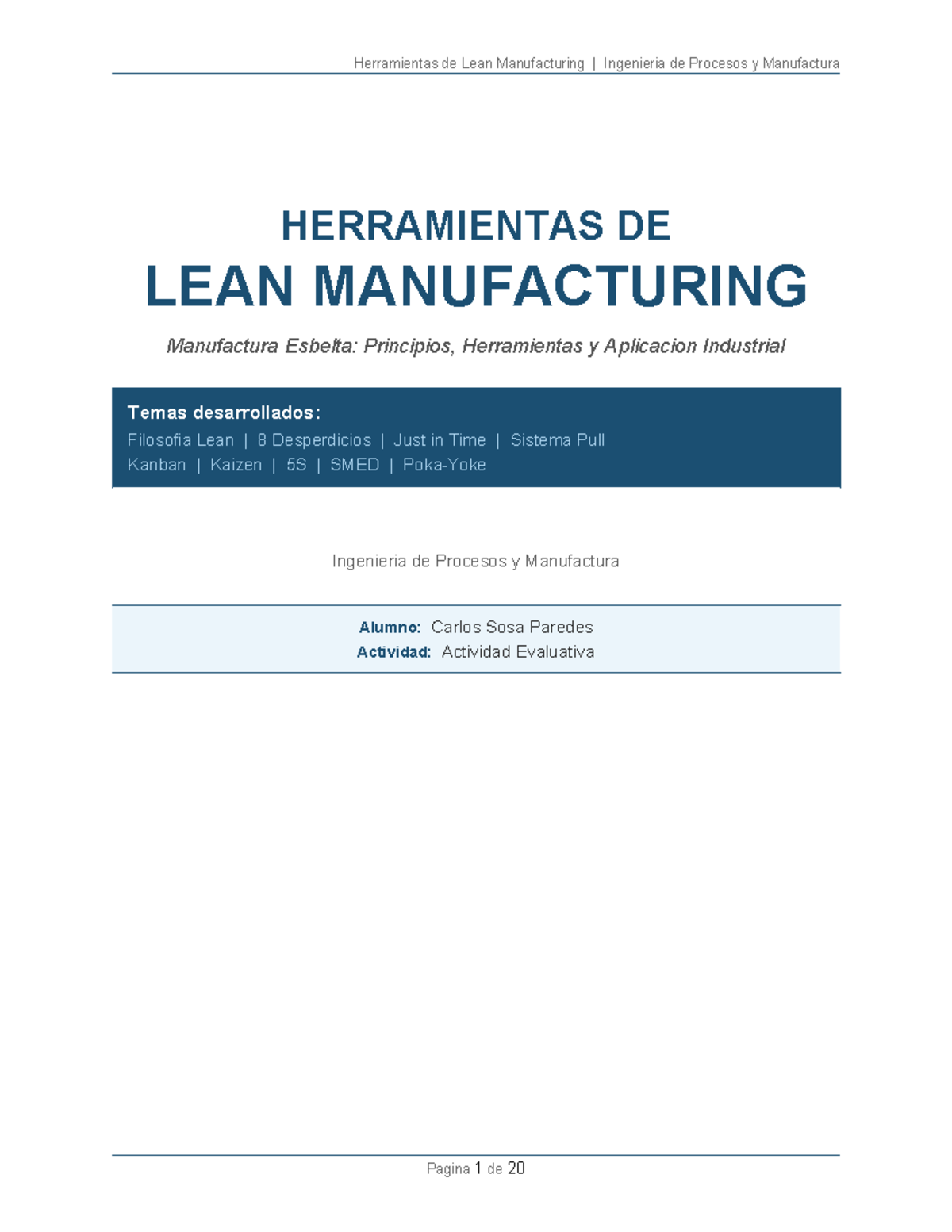 Herramientas de Lean Manufacturing: Principios y Aplicaciones (ING-PRM ...