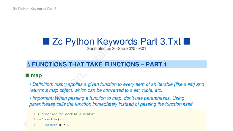 ZC Python Keywords: Functions That Take Functions Part 3 - Studocu
