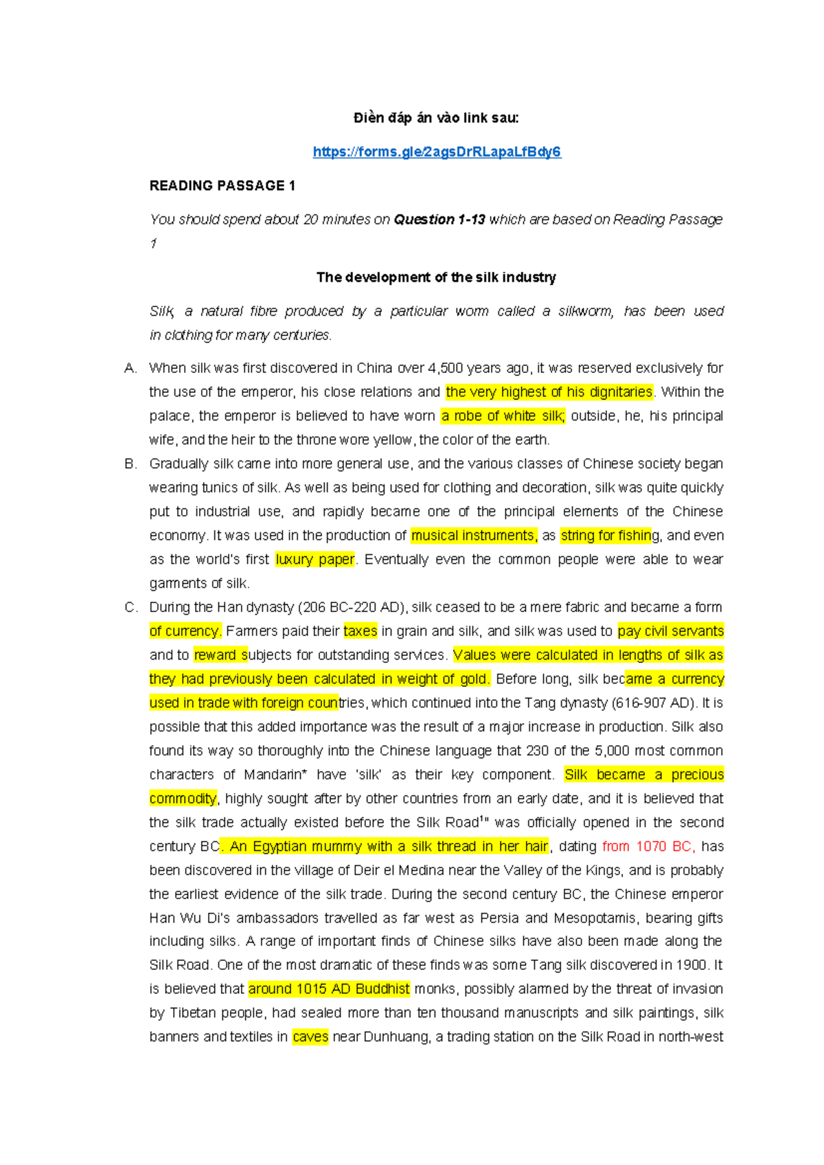F.19 - R - English Practice: Reading Passage Analysis and Questions ...