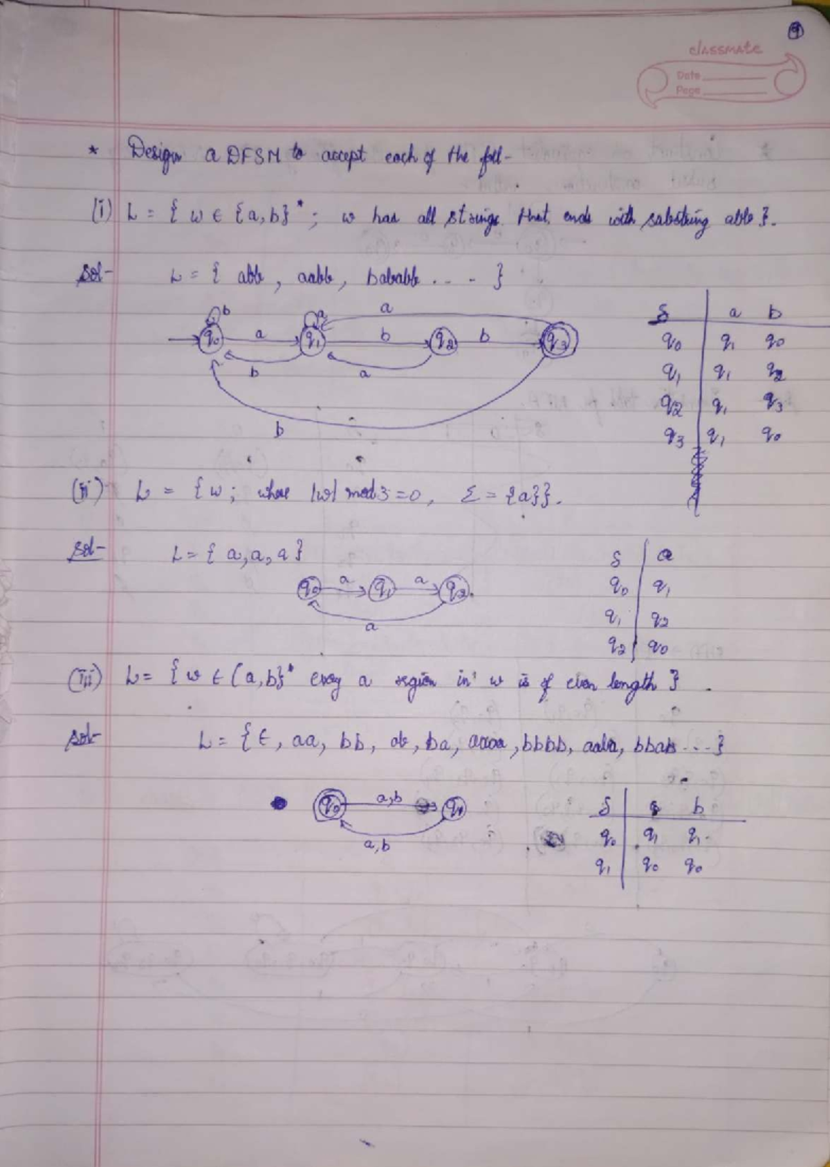DFSM and NFA Constructions for ATCM 1 Problem Set - Studocu