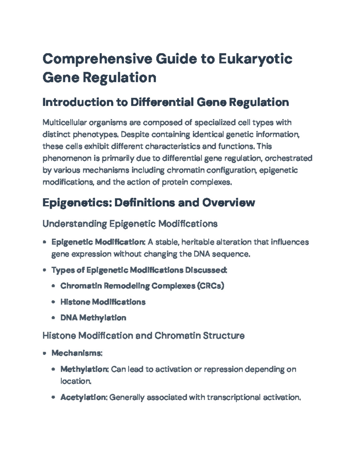 Comprehensive Overview of Eukaryotic Gene Regulation Mechanisms ...