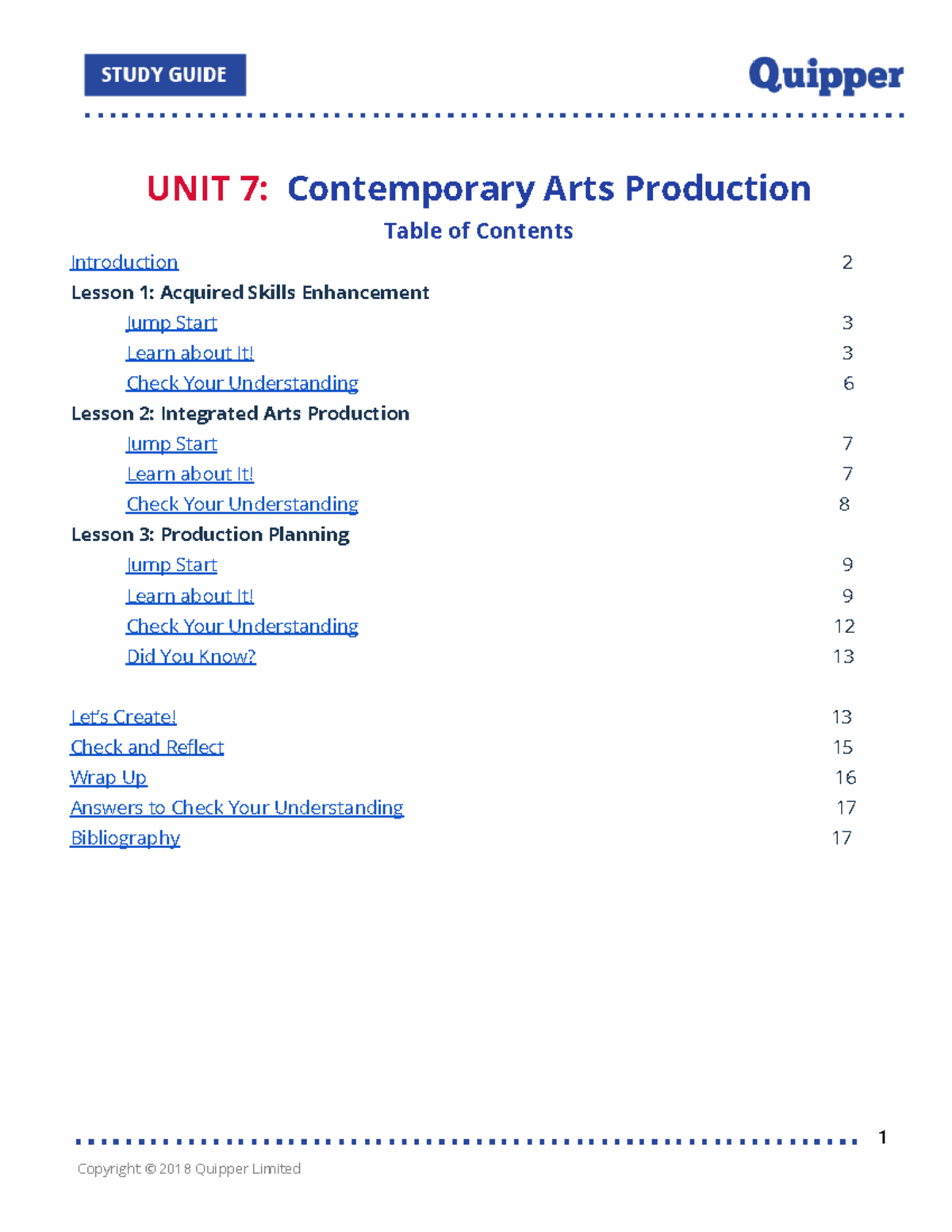Unit 7: Contemporary Arts Production - Grade 11/12 Guide - Studocu