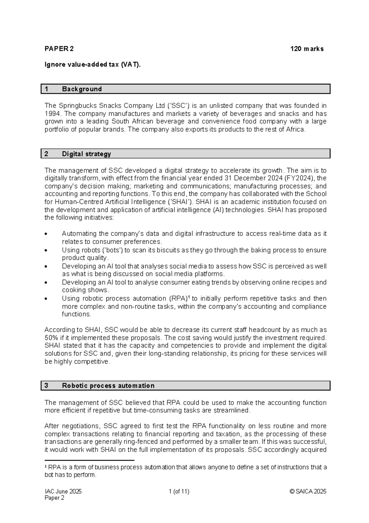 IAC June 2025 Paper 2: Digital Strategy & RPA in SSC - Studocu
