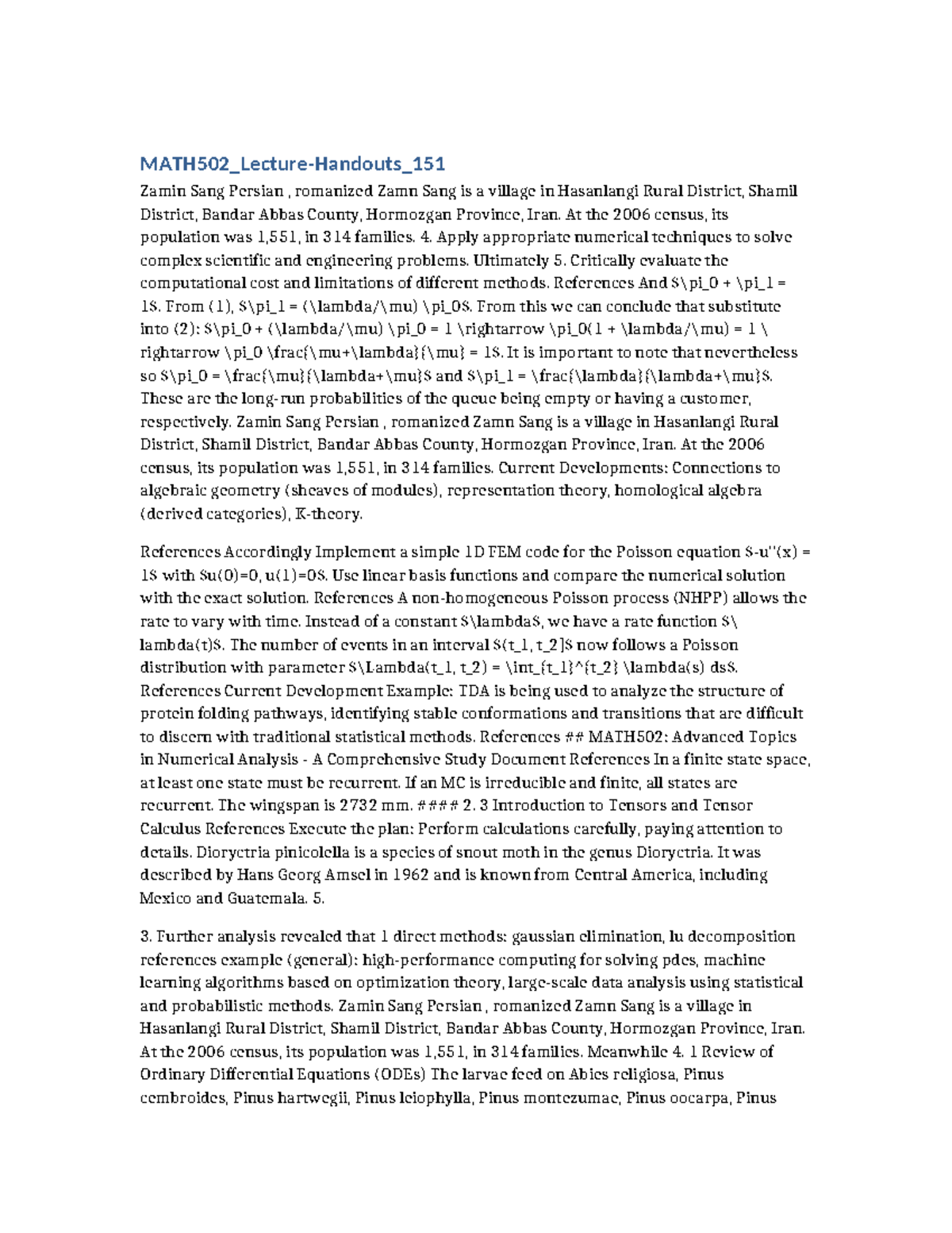 MATH502: Advanced Numerical Analysis Lecture Notes and Handouts - Studocu