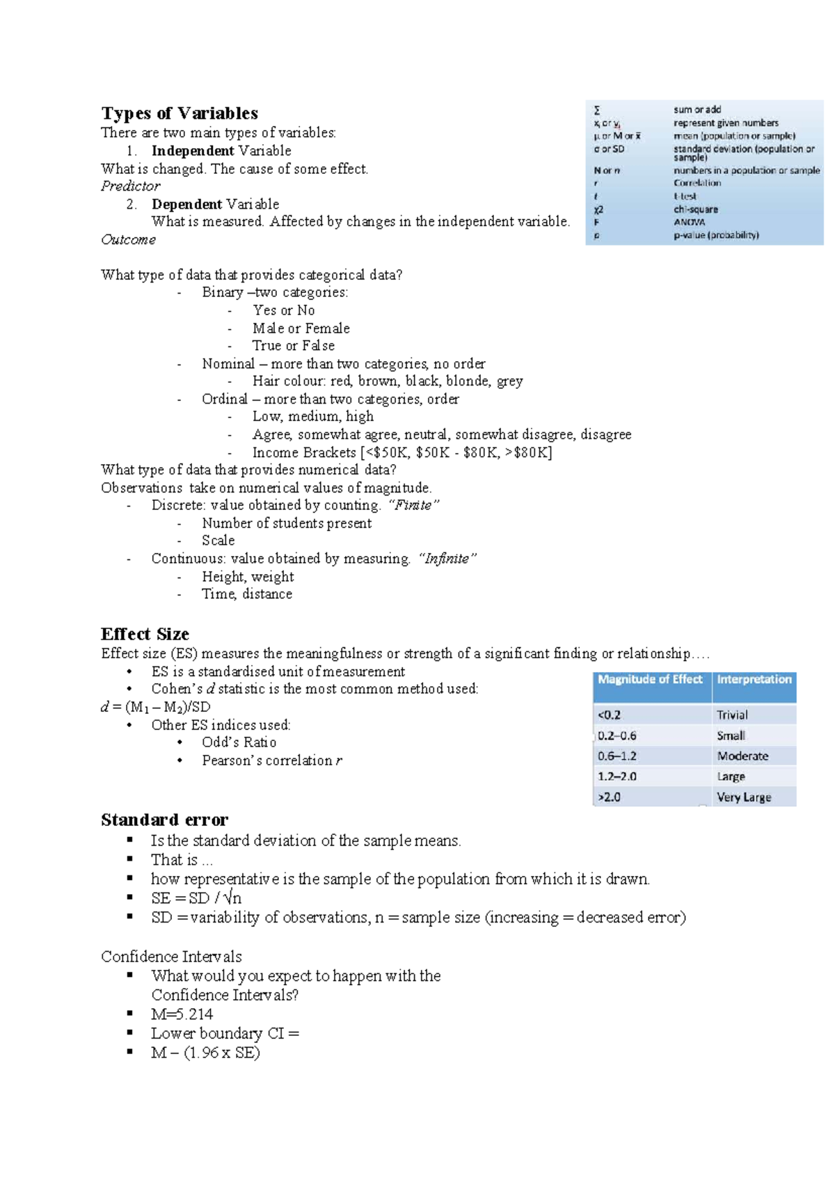 Data Prac Notes: Types of Variables and Statistical Tests - Studocu