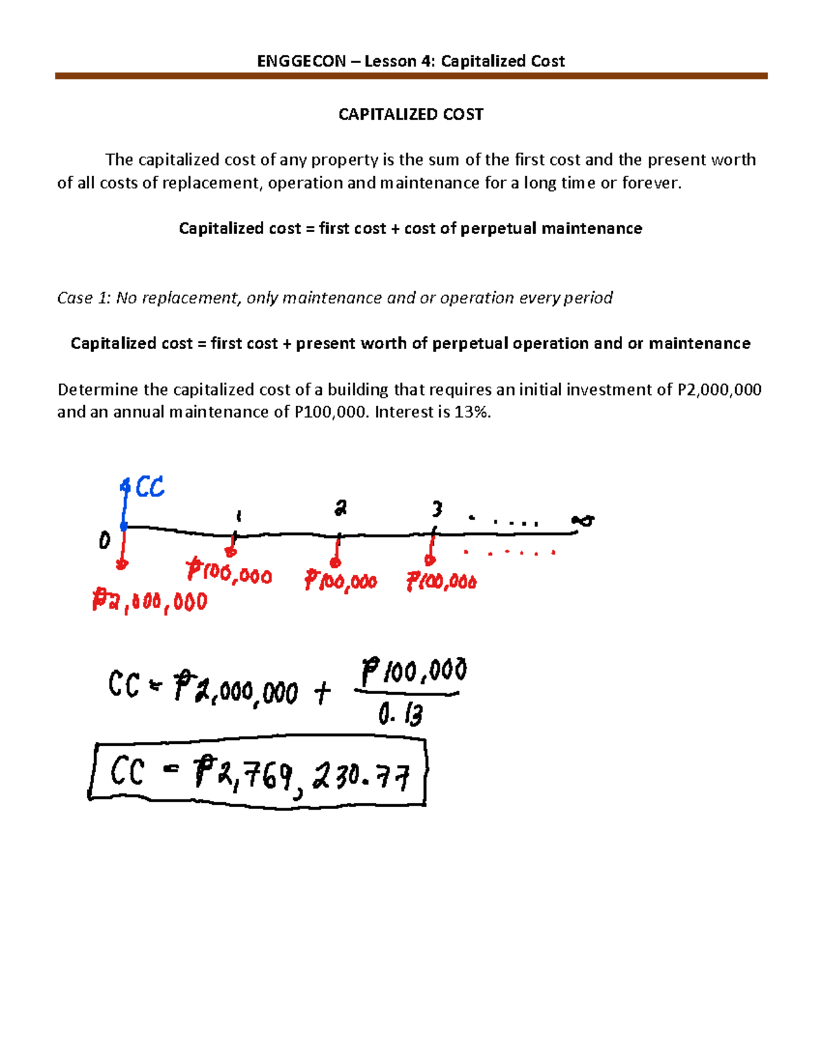 ENGGECON – Lesson 4: Capitalized Cost & Uniform Gradient Analysis - Studocu