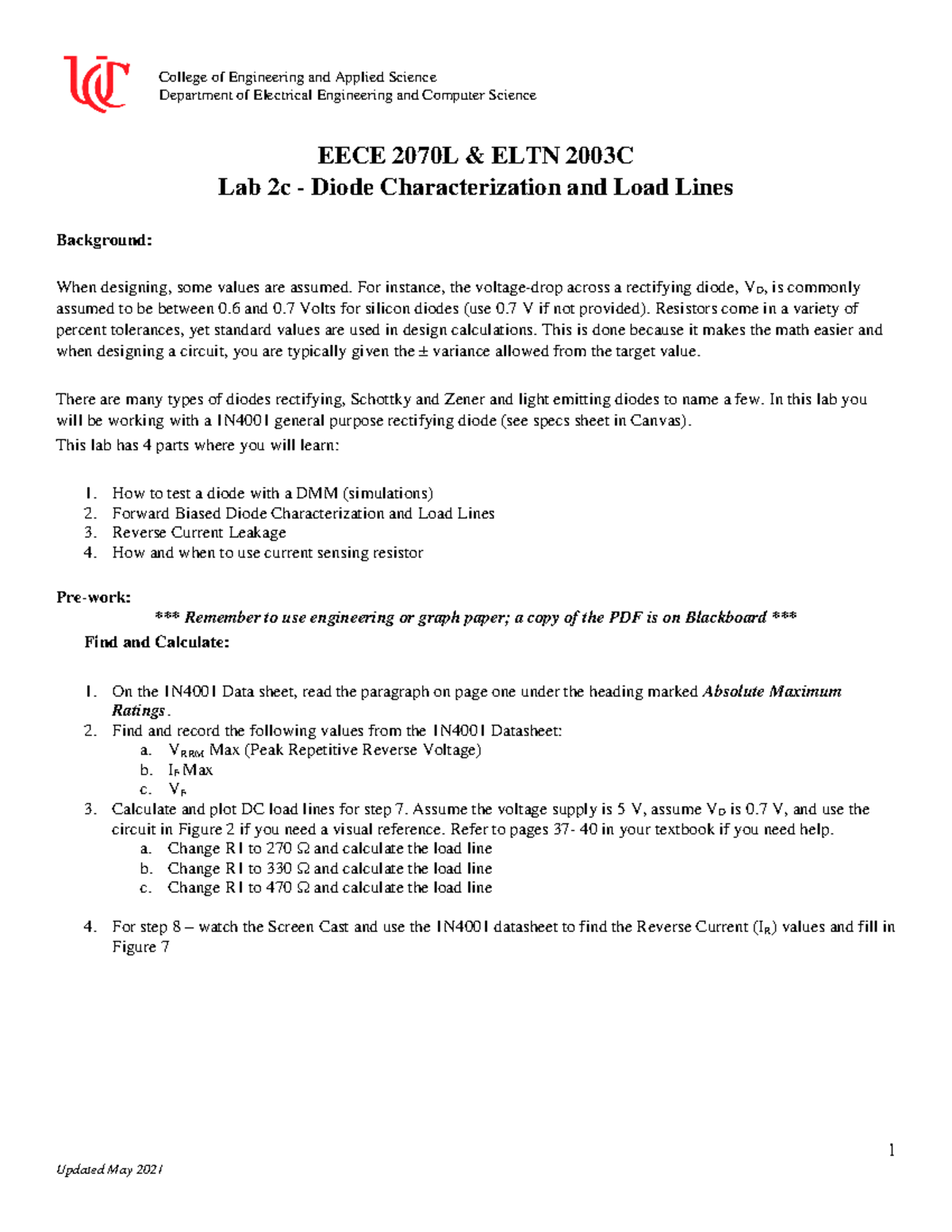 EECE2070L Lab 2c - Diode Characterization Load Lines - Department of ...