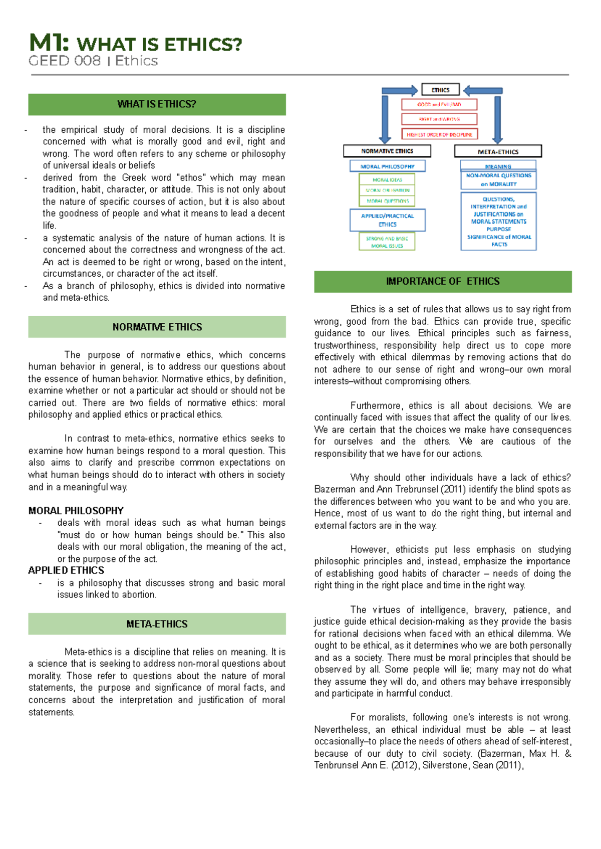 Ethics GEED 008: Understanding Moral Principles and Standards in Ethics ...