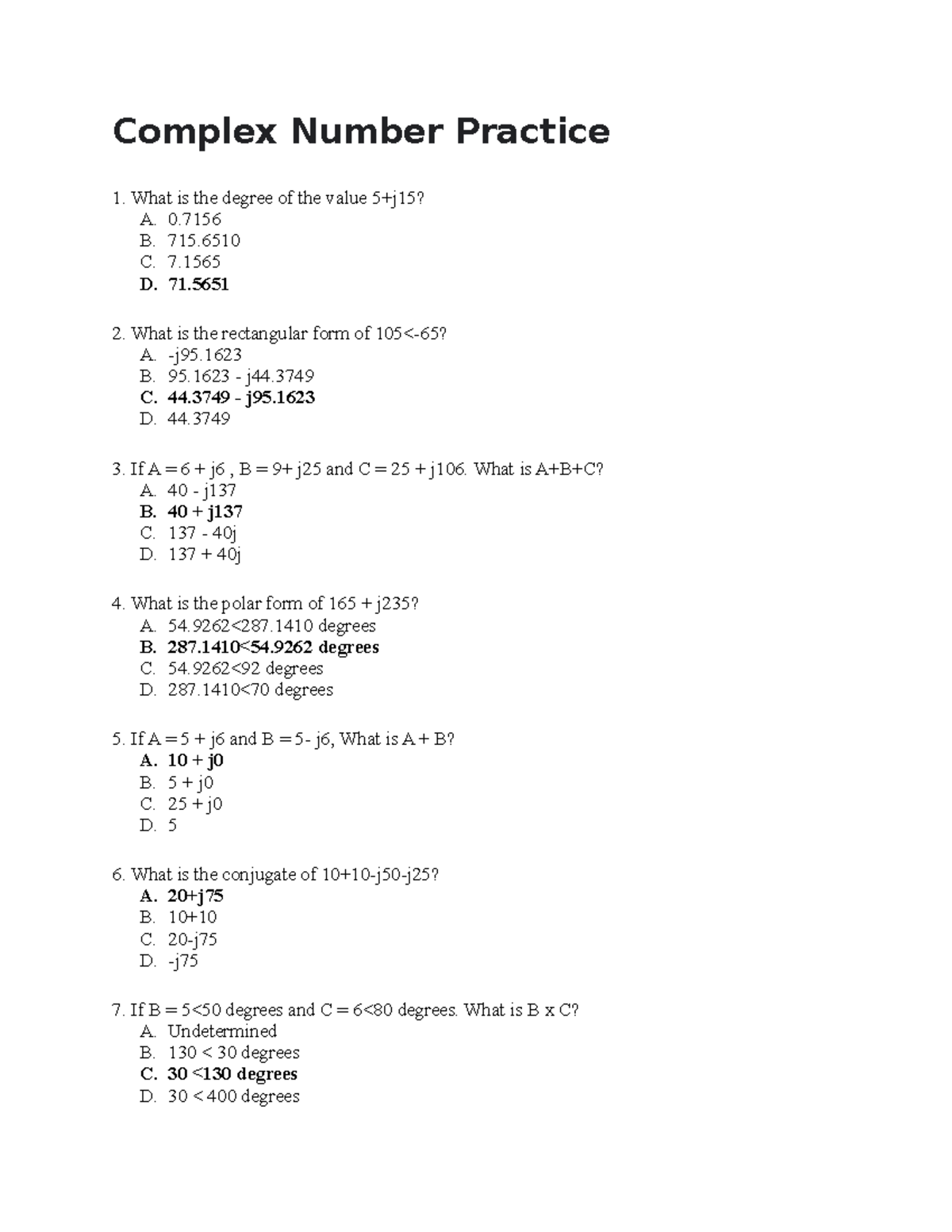 Complex Number Practice_Seatwork - Complex Number Practice What is the ...
