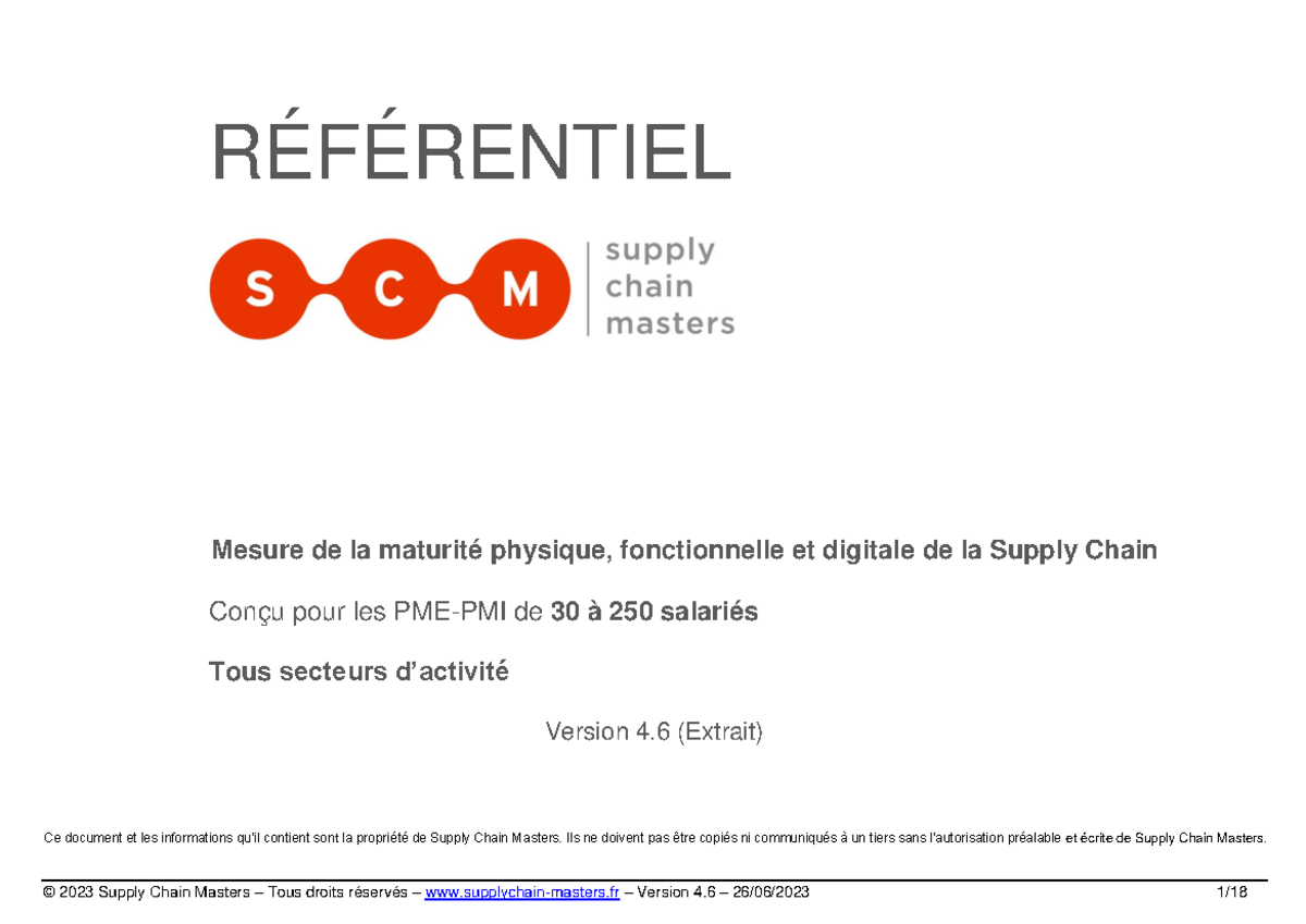 Référentiel de Maturité Supply Chain - Version 4.6 (SCM) - Studocu