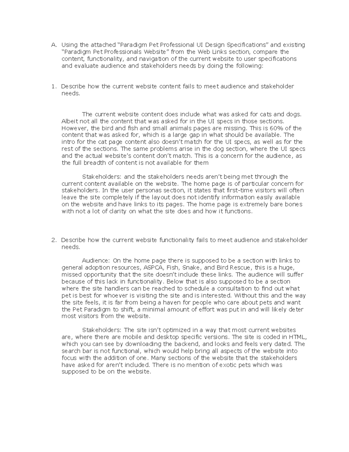 C773 - Task 1: Evaluation and Redesign of Pet Professional Website ...