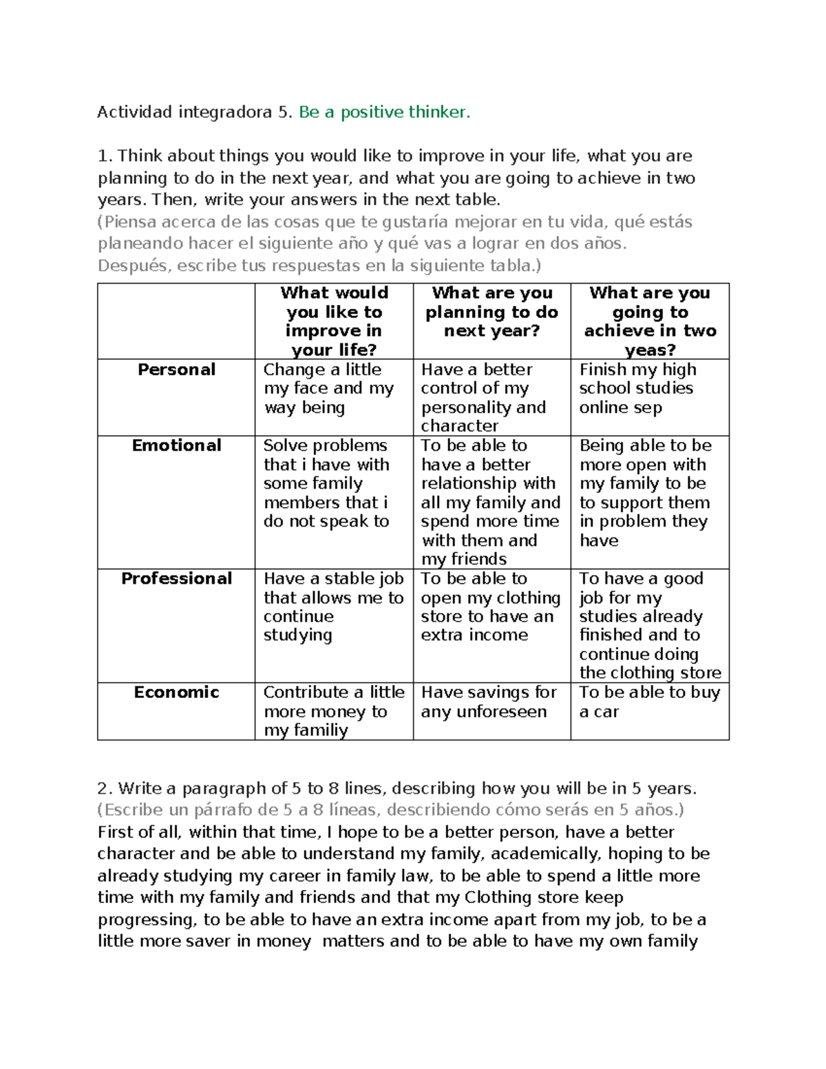 Actividad Integradora 5: Planes y Metas Personales - M07S3AI5 - Studocu