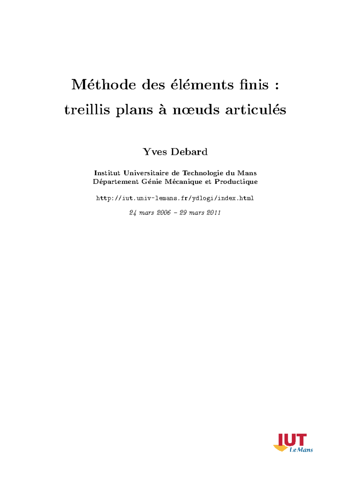 Treillis Plans Nœuds - Matrices et Calculs des Inconnus (IUT) - Studocu