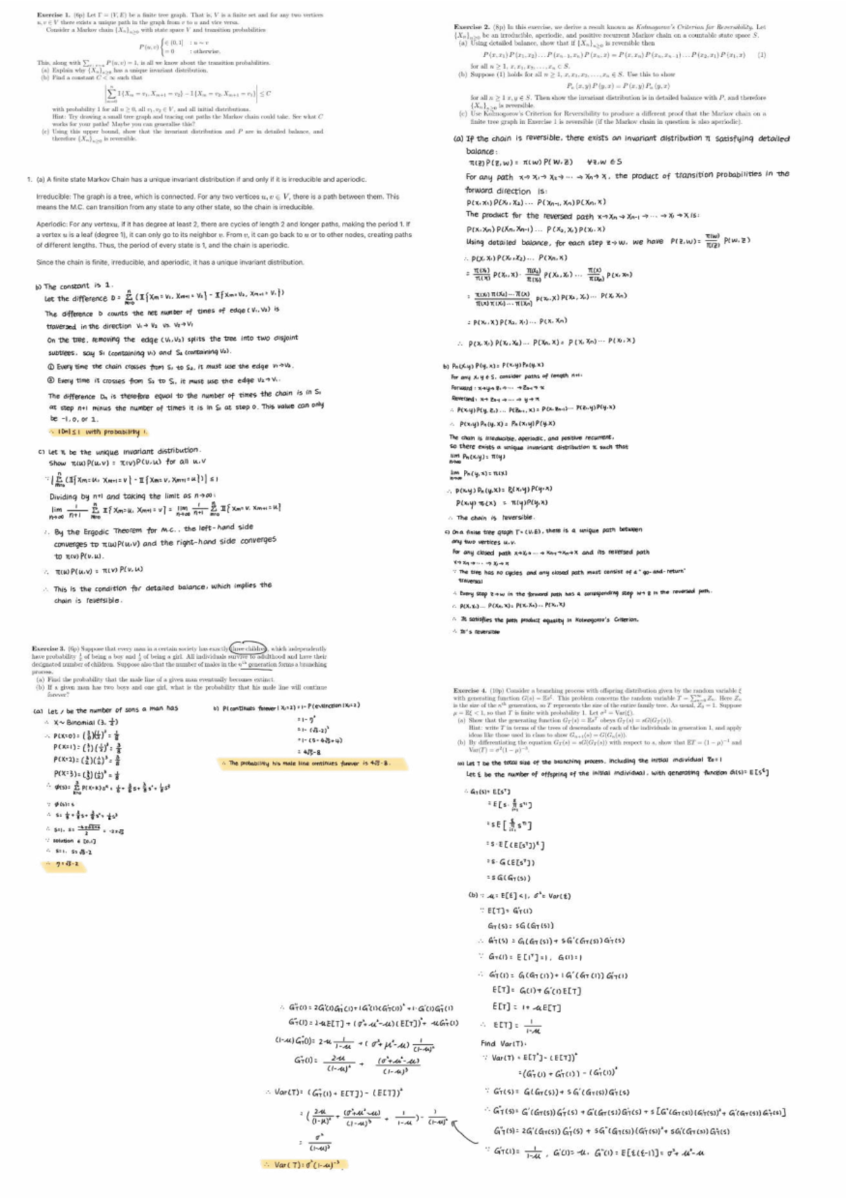 Assignment 3 - Markov Chains and Branching Processes Analysis - Studocu