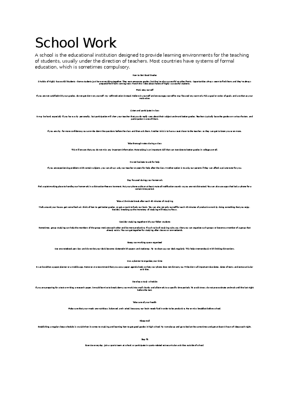 School Work - Most countries have systems of formal education, which is ...