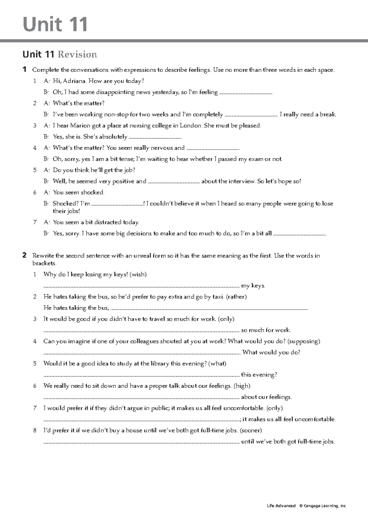Adv Unit 11 Revision: Grammar Exercises for Final Exam C1 - Studocu