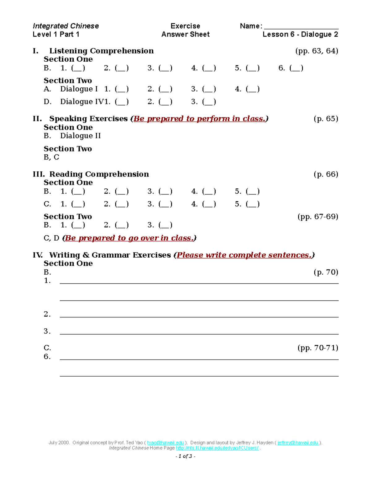 IC1AS-L06D02 - Integrated Chinese Level 1 Lesson 6 Dialogue 2 Notes ...