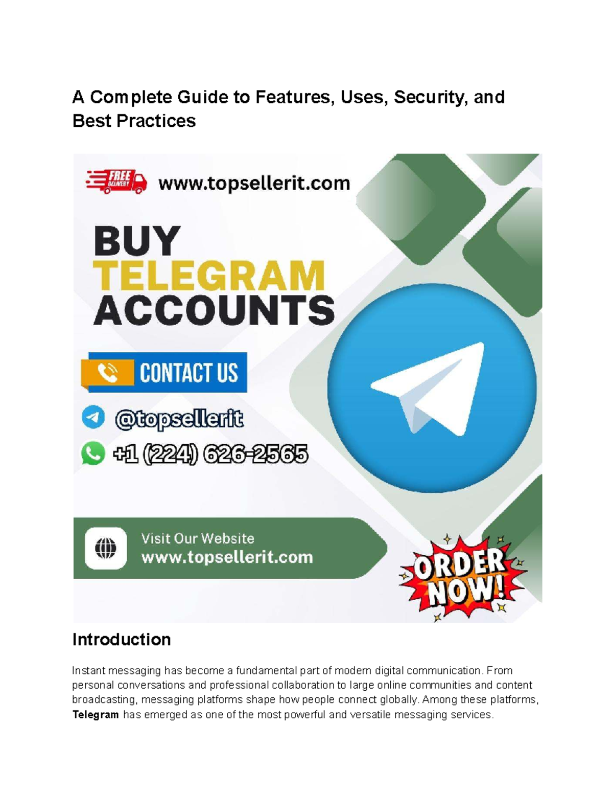 Comprehensive Overview of Telegram Accounts: Features & Best Practices - Studocu