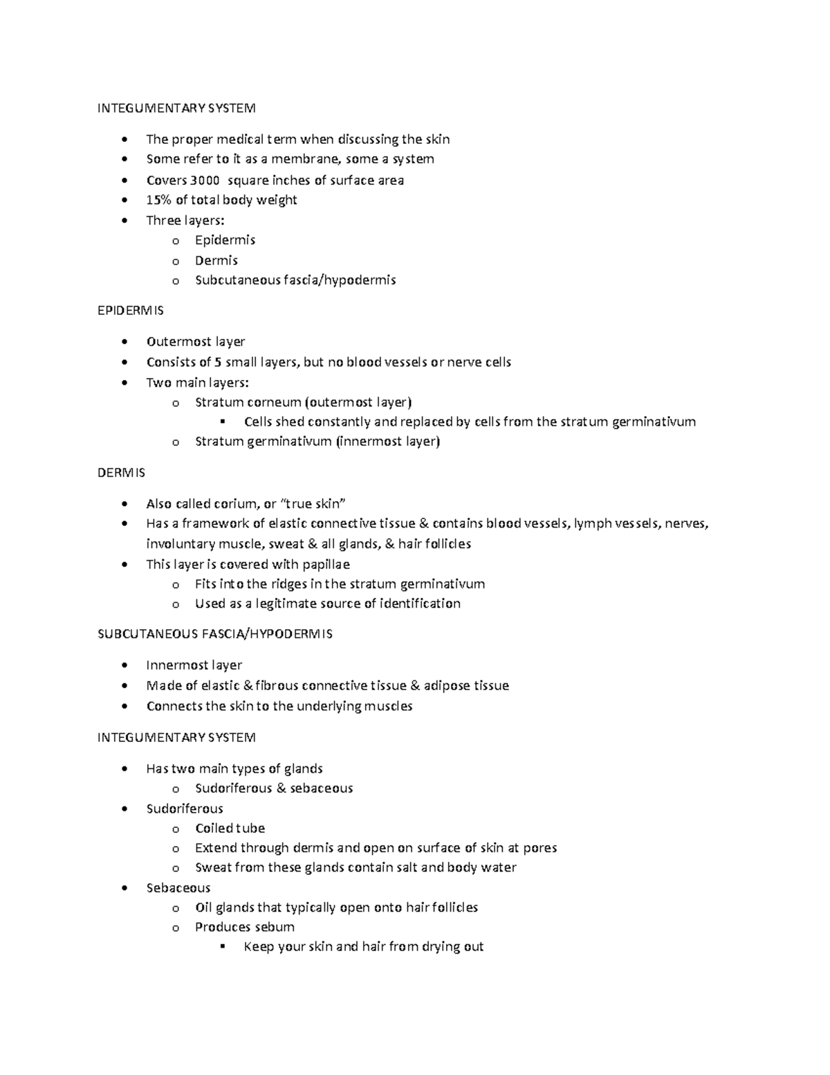 A&P 7.3 Lecture Notes on the Integumentary System Explained - Studocu