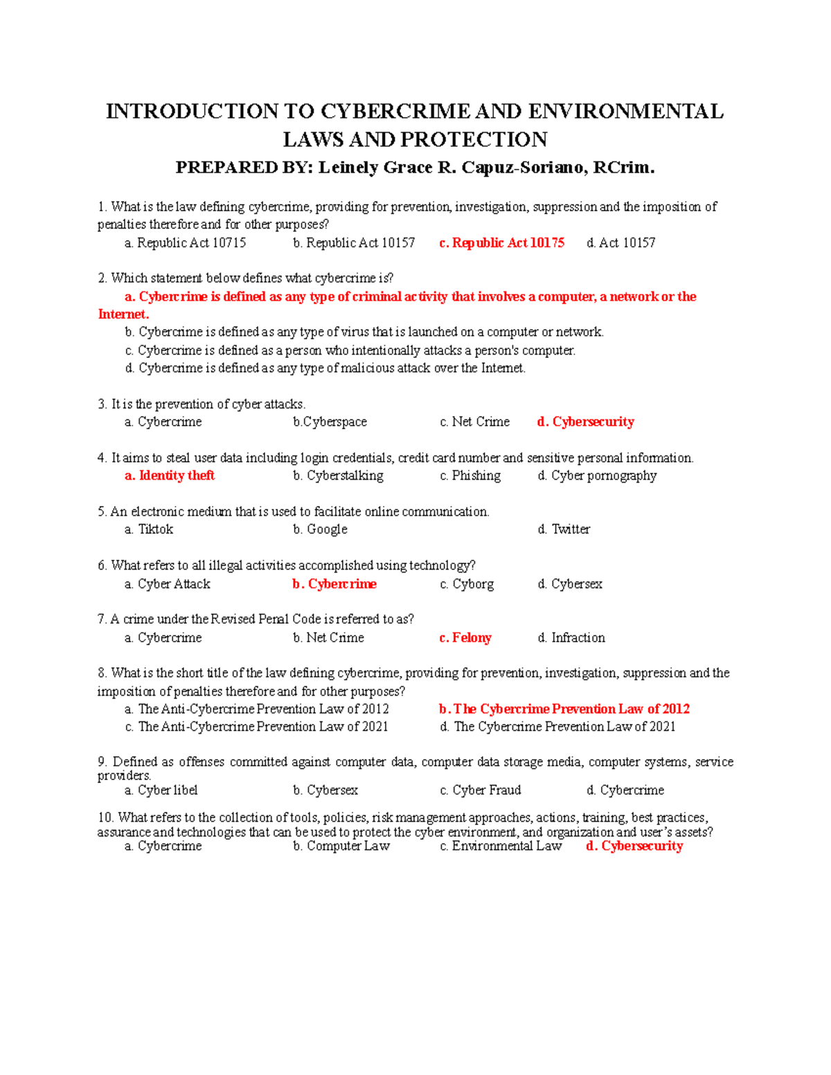 Cybercrime & Environmental Laws: An Introductory Guide - RCrim - Studocu