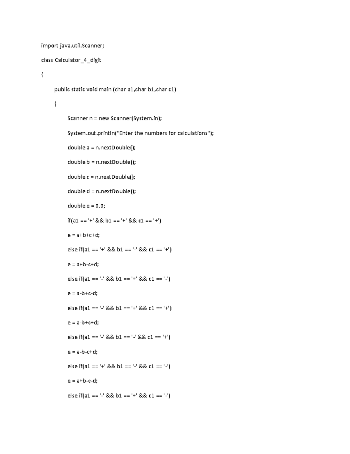 Java Calculator Implementation - 4-Digit Operations - Studocu