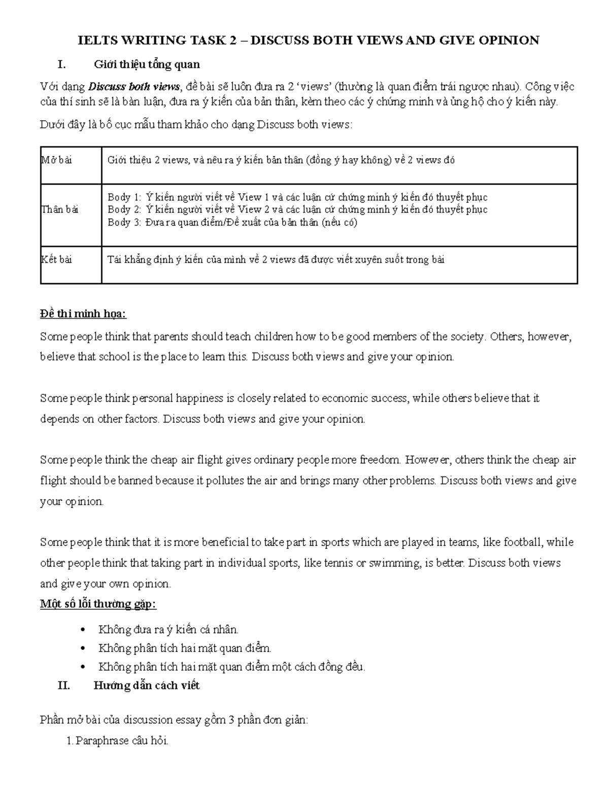 IELTS Writing Task 2: Discuss Both Views and Give Opinion Guide - Studocu