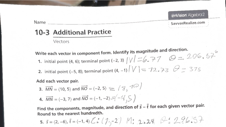 10-3 - N/A - enVision Algebra2 Name SavvasRealize Additional Practice ...