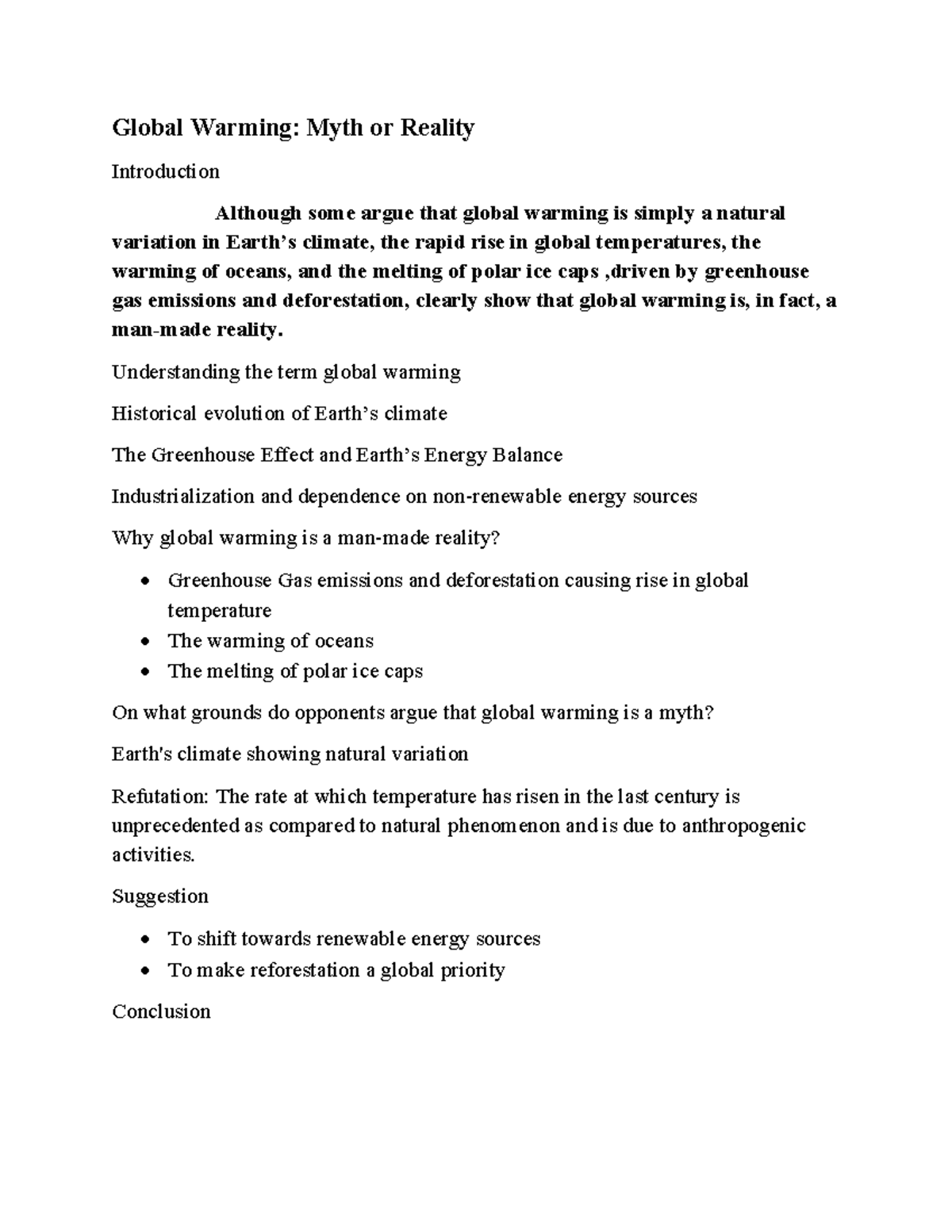 Global Warming: Myth or Reality? An In-Depth Analysis - Studocu