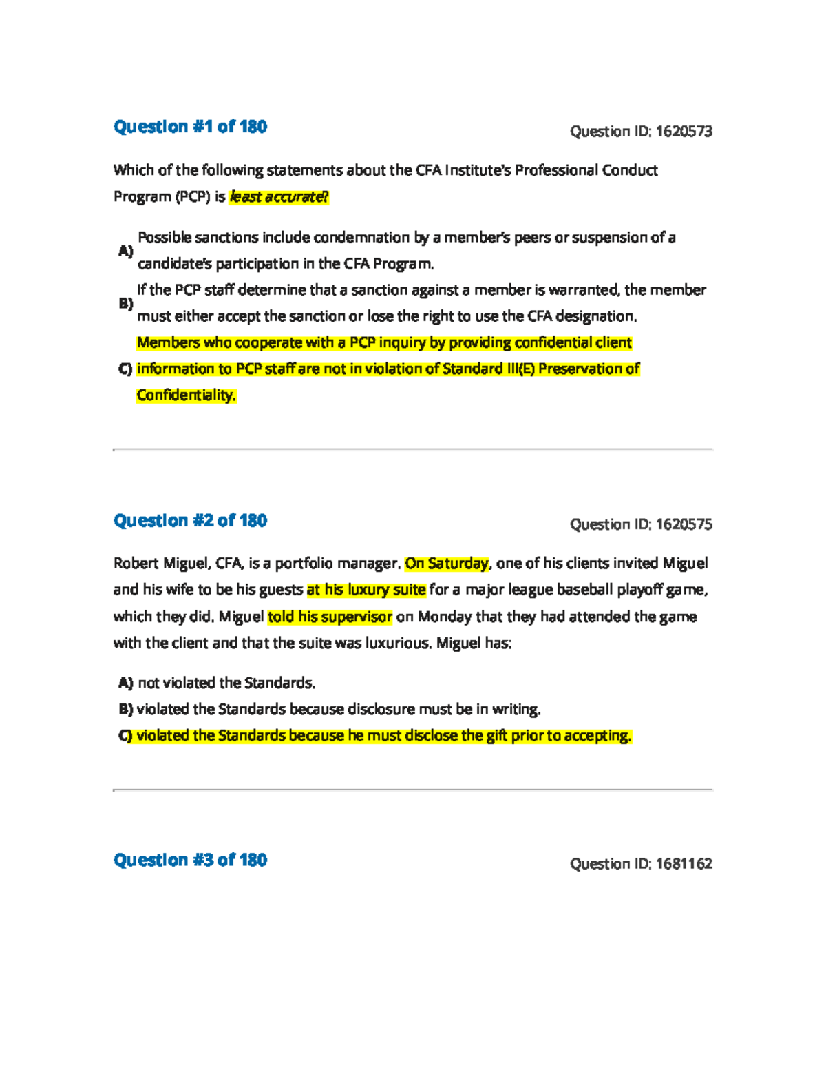 CFA ME 3 Final Exam Questions and Answers - Studocu