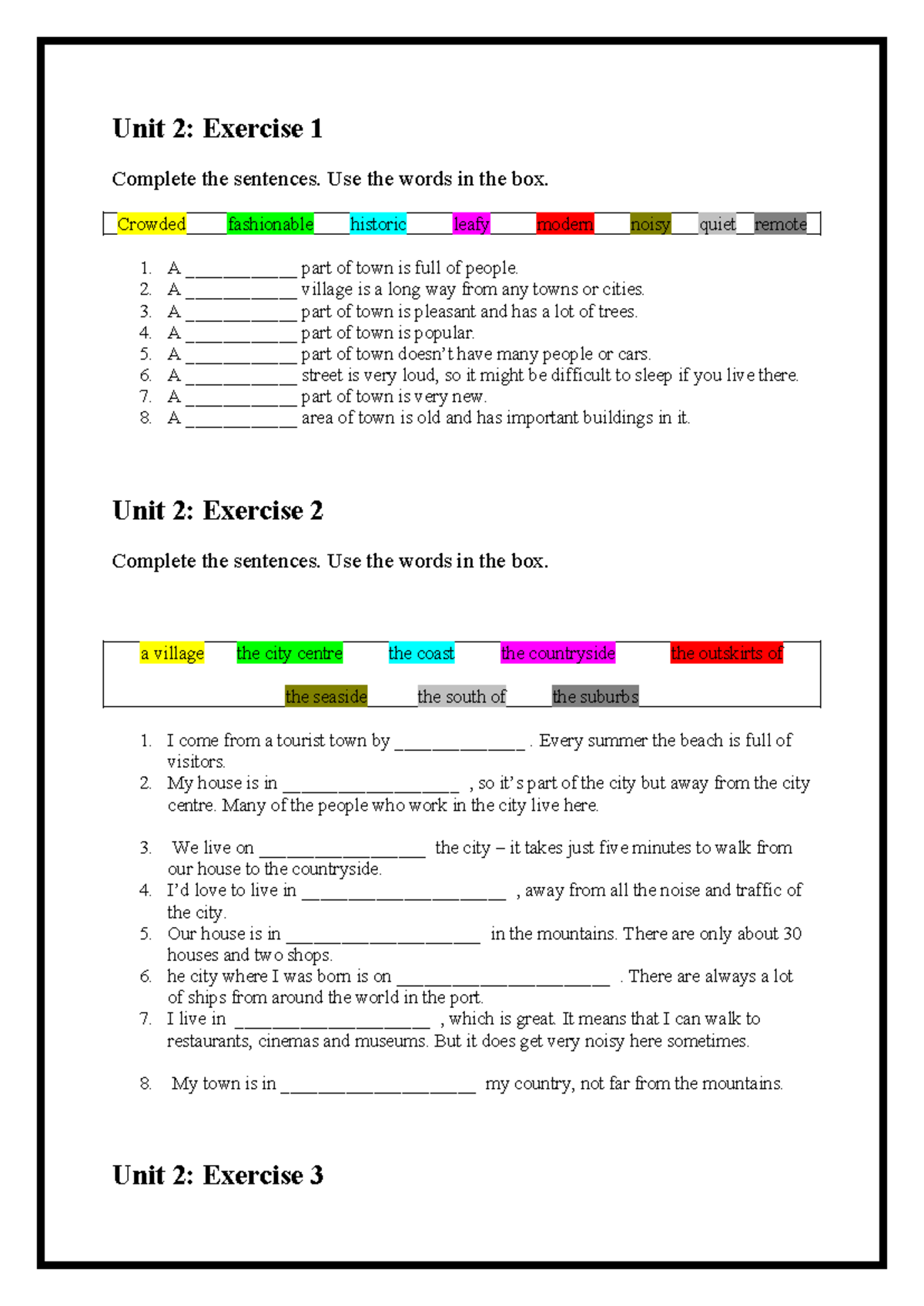 Unit 2: Grammar & Vocabulary Exercises - Studocu