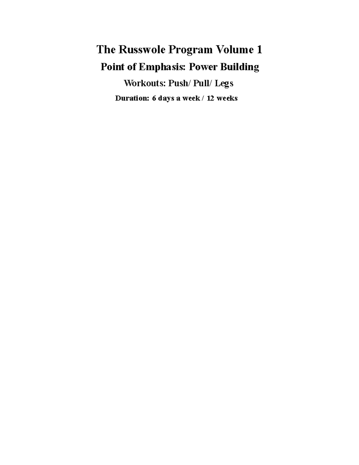 The Russwole Program Volume 1 - Hold) 4 X 6 Weighted Step Ups 3 X 12 ...