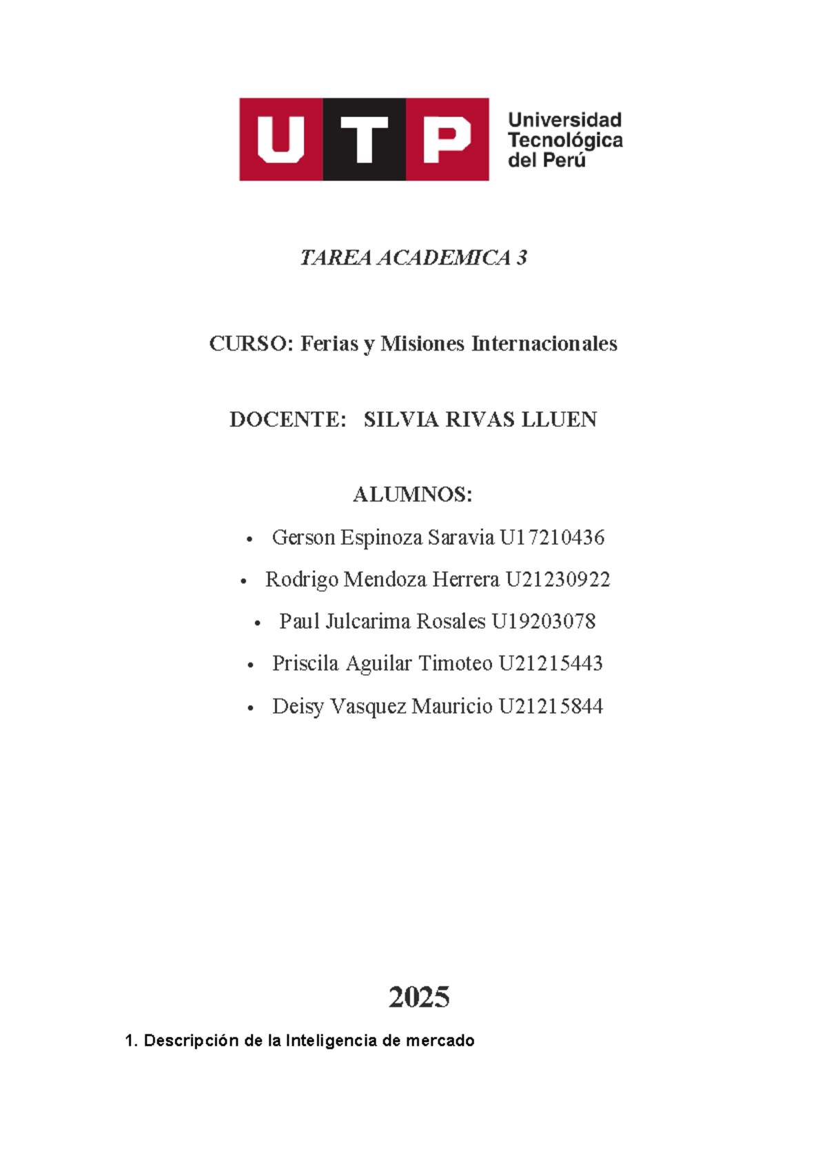 TAREA ACADÉMICA 3: Análisis de Mercado para Infusiones de Uva - Studocu
